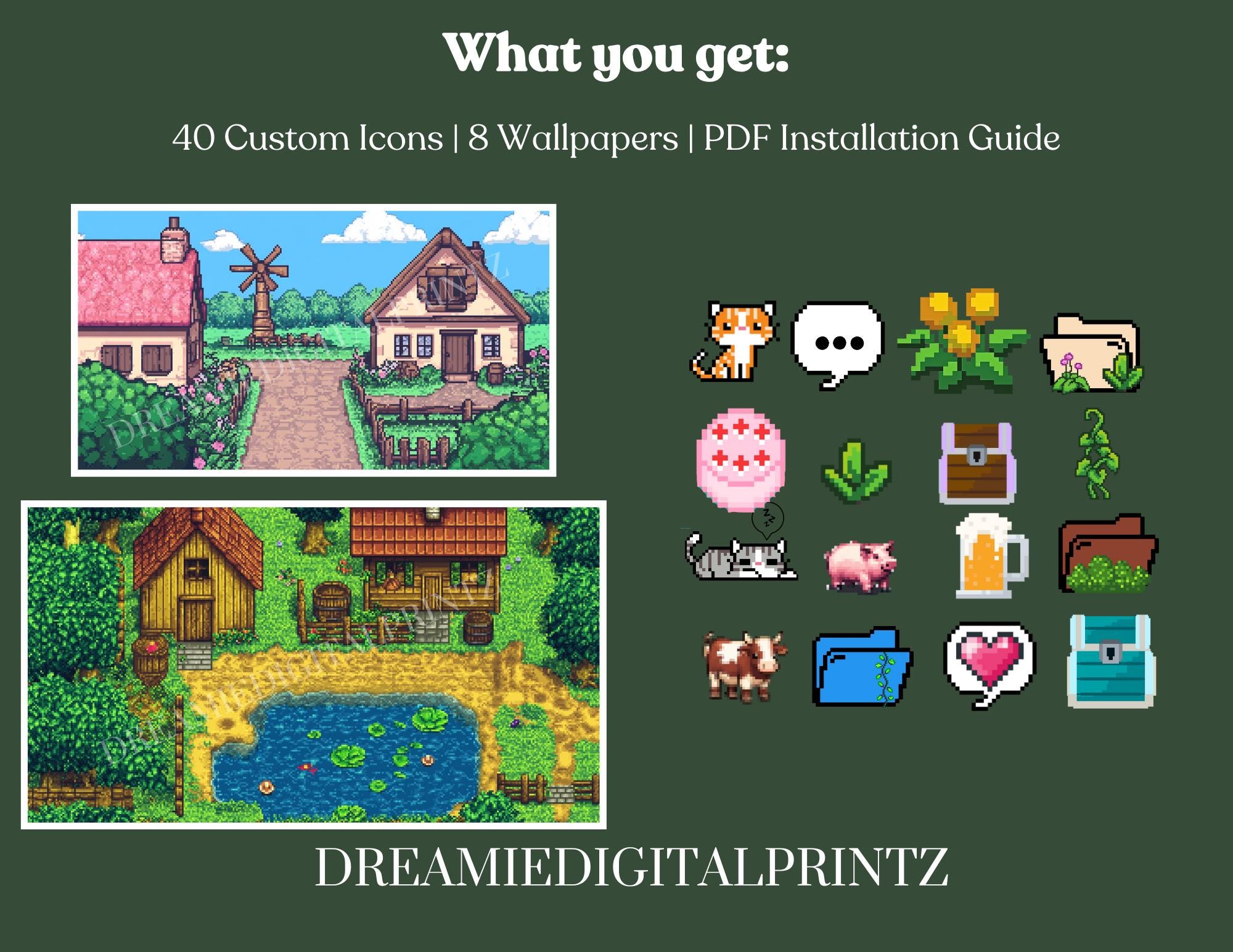 Stardew Valley Inspired Background Desktop Wallpaper Farming Icons MAC ...