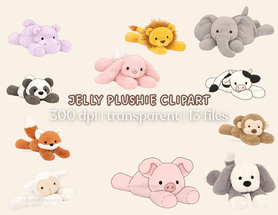 Plushie Clipart Bundle | Transparent PNG | Jelly Sticker Bundle ...