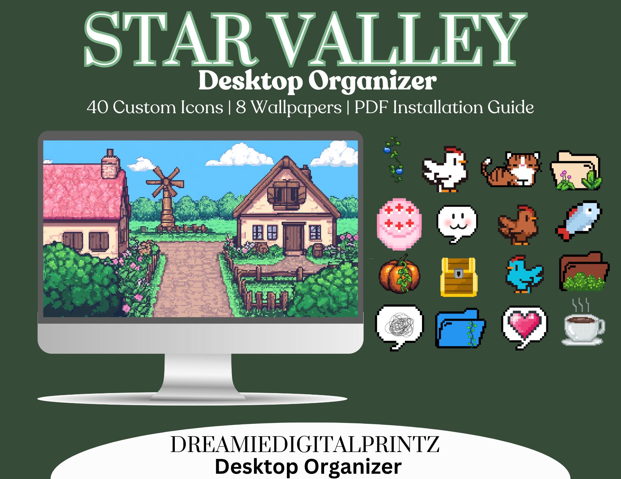 Stardew Valley Inspired Background Desktop Wallpaper Farming Icons MAC ...