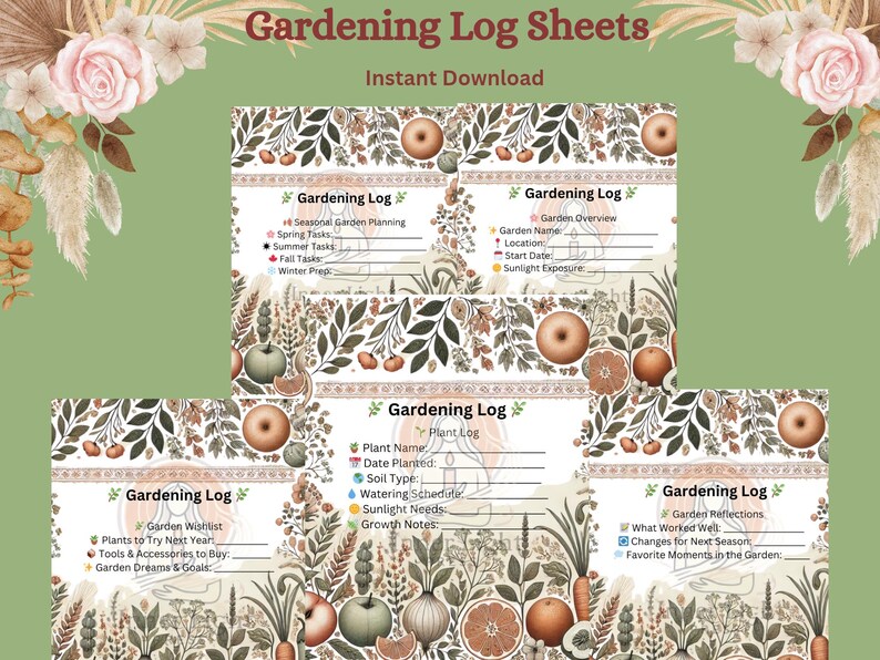 Printable Gardening Log- Garden Planner & Plant Care Tracker-digital ...