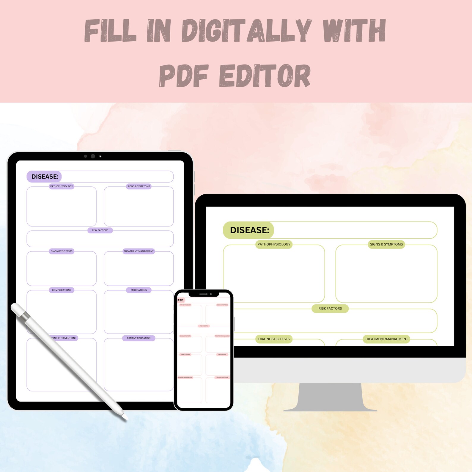 Nursing Student Study Guide Patho Disease Study Template Printable ...