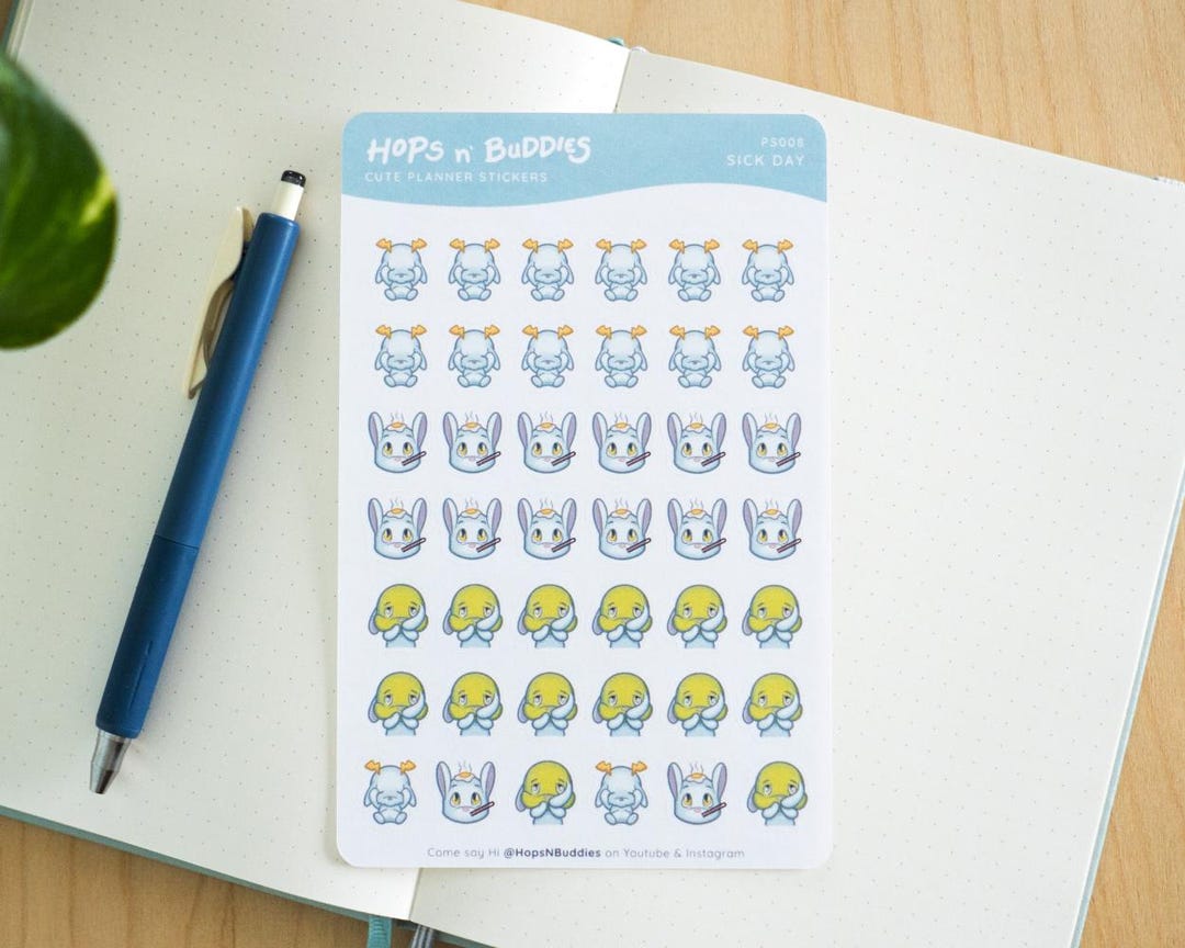 Cute Sick Day Planner Stickers - Kawaii Sick Day Reminders for Planners ...