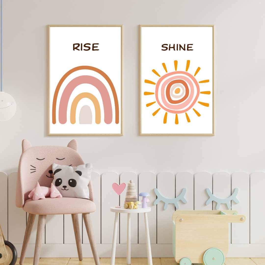Kids Wall Prints Rise and Shine Wall Art Neutral Print for - Etsy