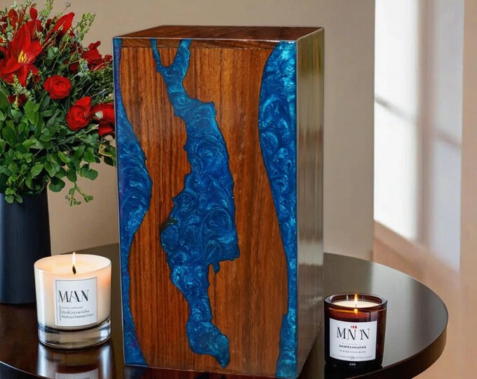 Epoxy Resin Wooden Urns for Human Ashes Cremation Urns for Adult Male ...