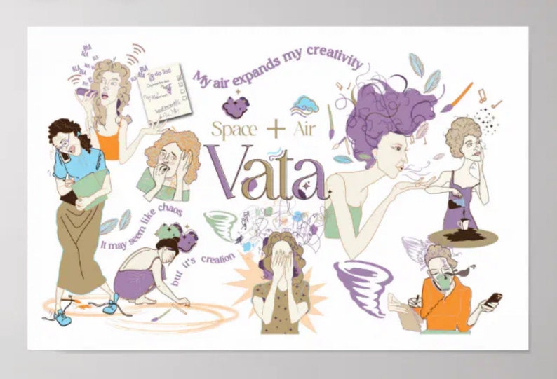 Ayurveda Vata Dosha Printable, Ayurvedic Air Element Poster, Yoga ...