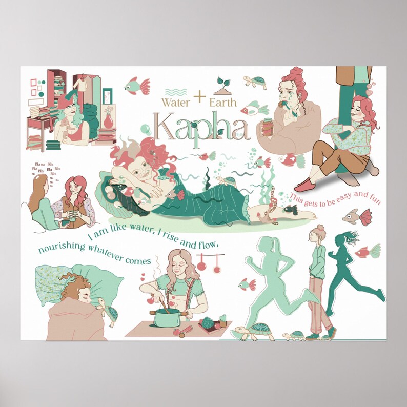 Ayurveda Bundle of 3 Printable Posters: Vata, Pitta and Kapha - Etsy