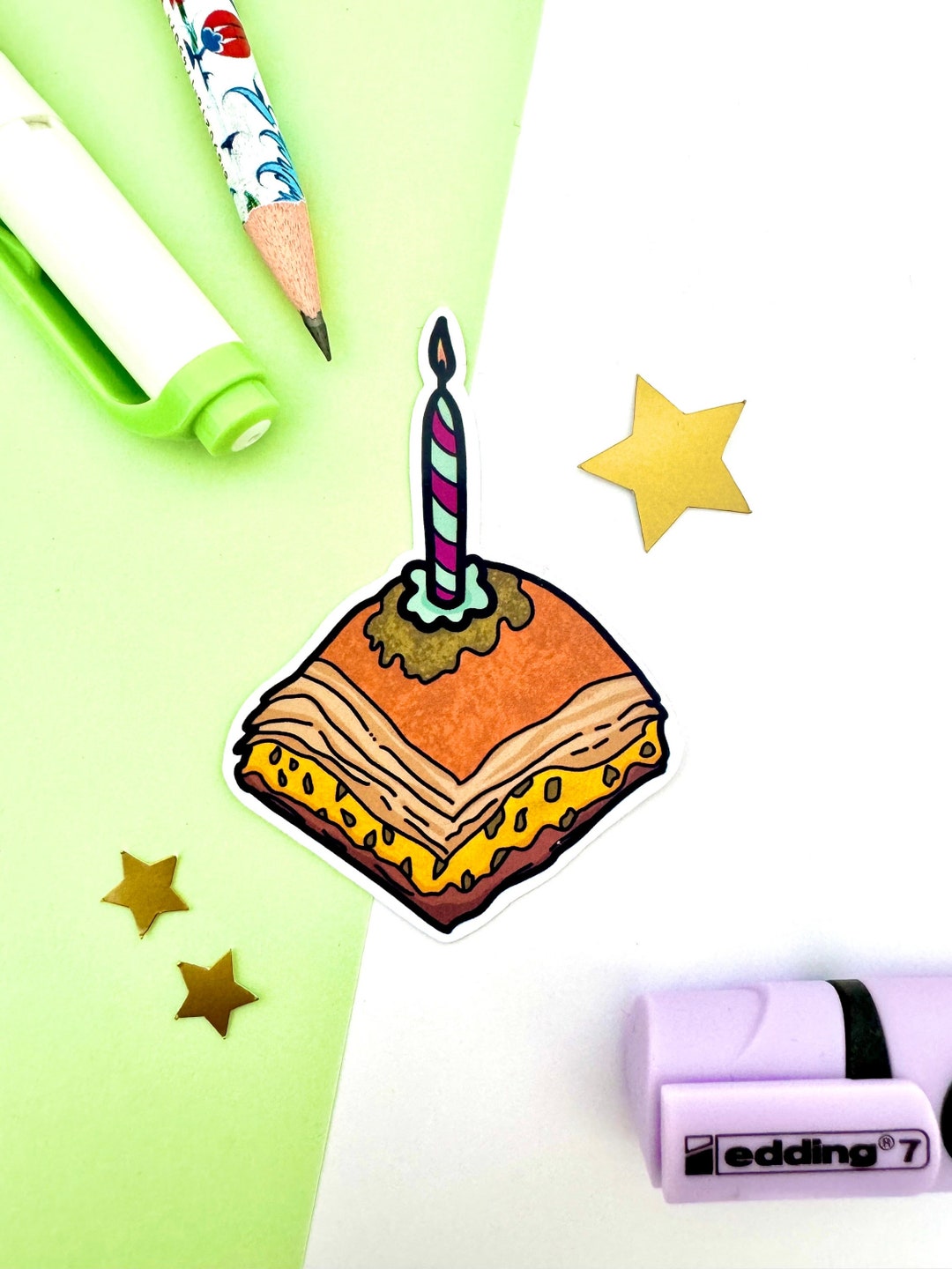 Birthday Baklava Glossy Sticker I Turkish Candy Delight Sticker - Etsy