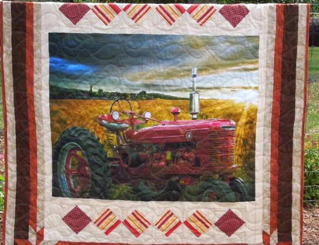 New Handmade Farmhouse Quilt, Country Decor Quilted Throw Blanket, Farm ...