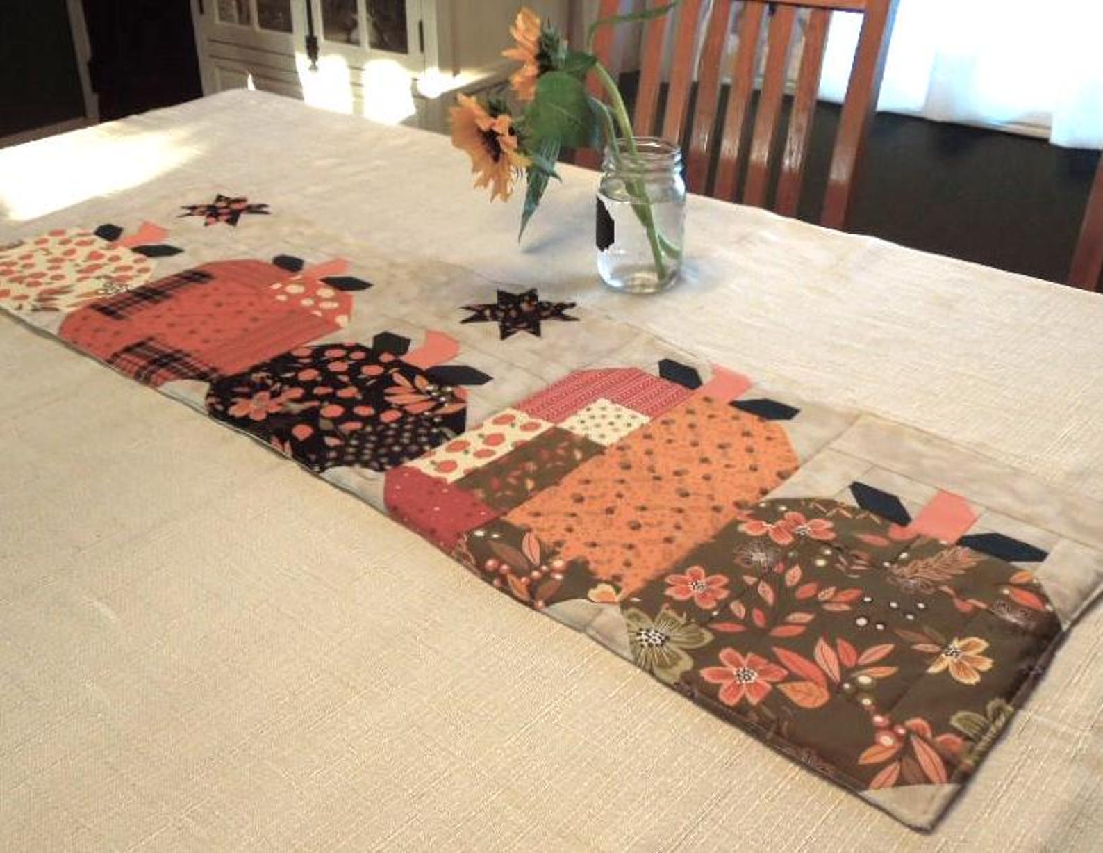 New Handmade Quilted Table Runner, Fall Table Decor, Pumpkin Table ...