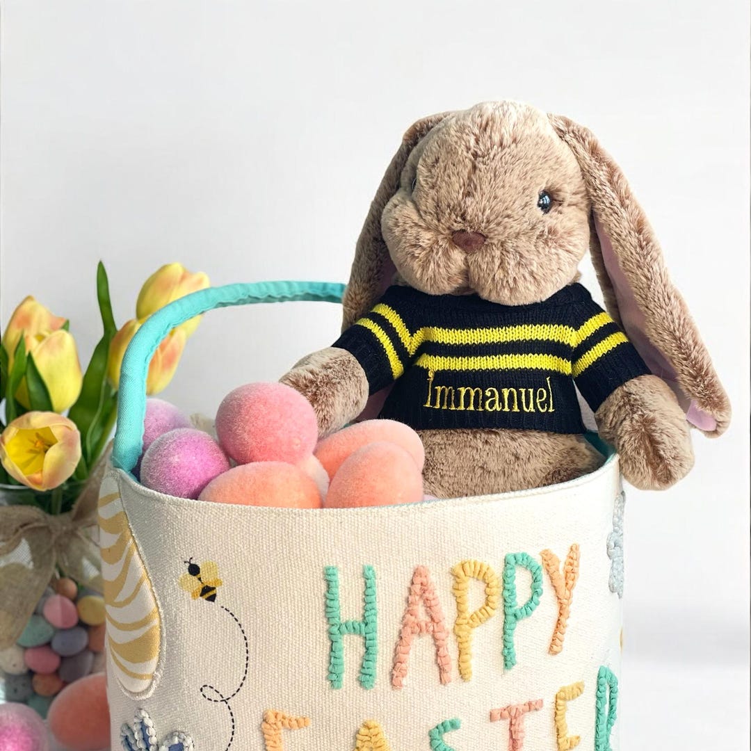 Personalized Easter Bunny| Rabbit Stuffed Animal| Embroidered Bunny ...