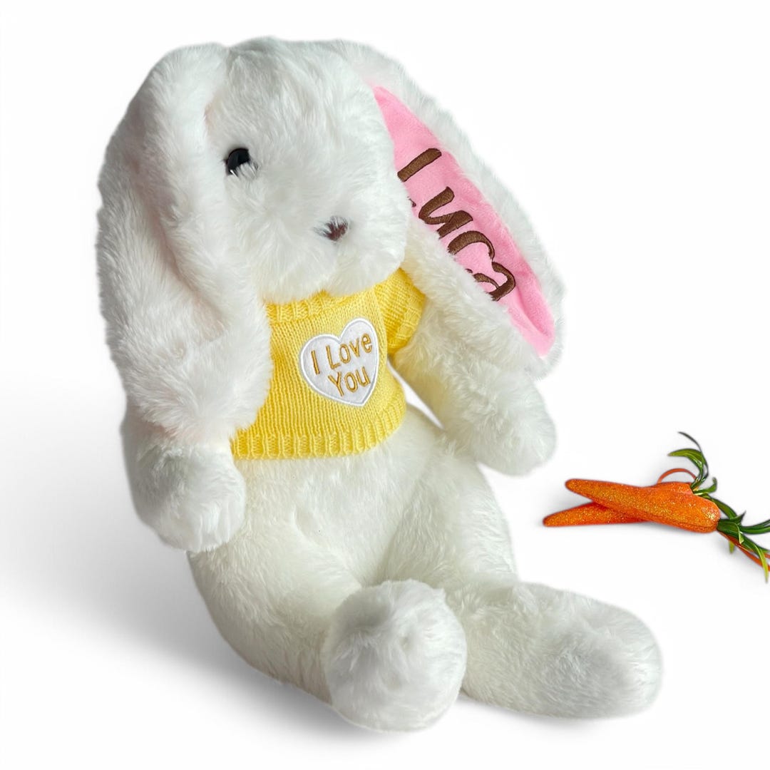 Easter Bunny Rabbit With Name Baby First Easter Embroidered Bunny Bobo ...