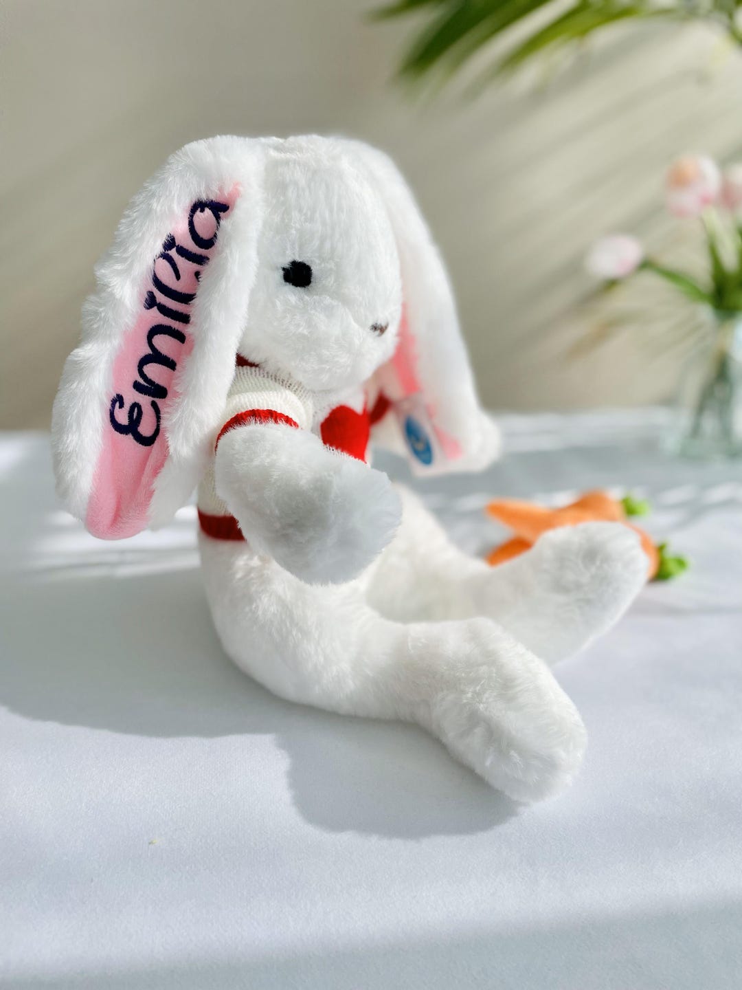 Easter Bunny Rabbit With Name Baby First Easter Embroidered Bunny Bobo ...