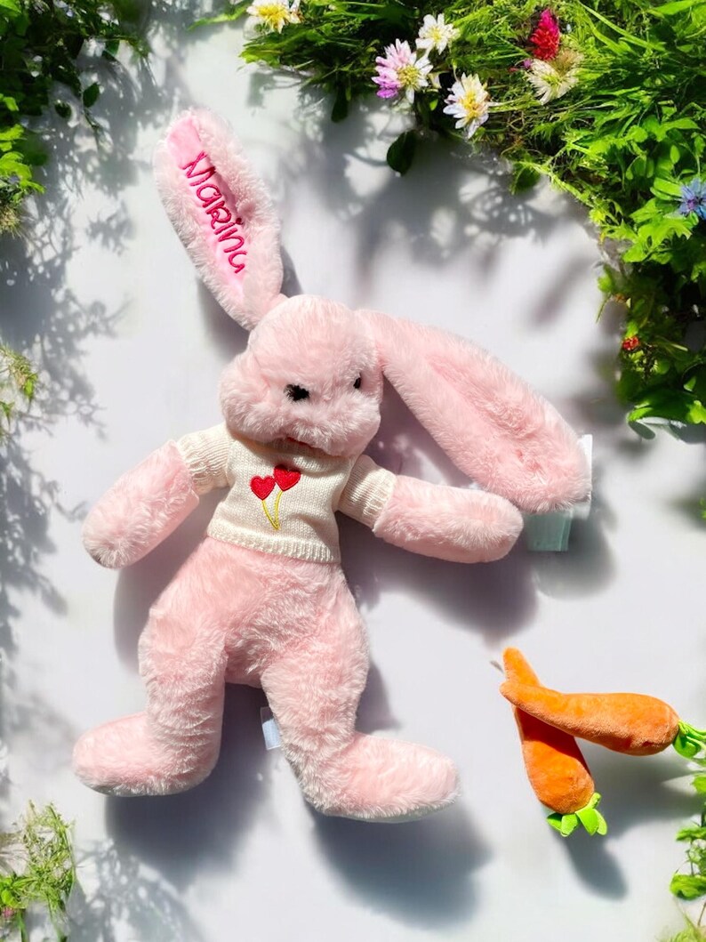 Personalized Easter Bunny| Rabbit Stuffed Animal| Embroidered Bunny ...