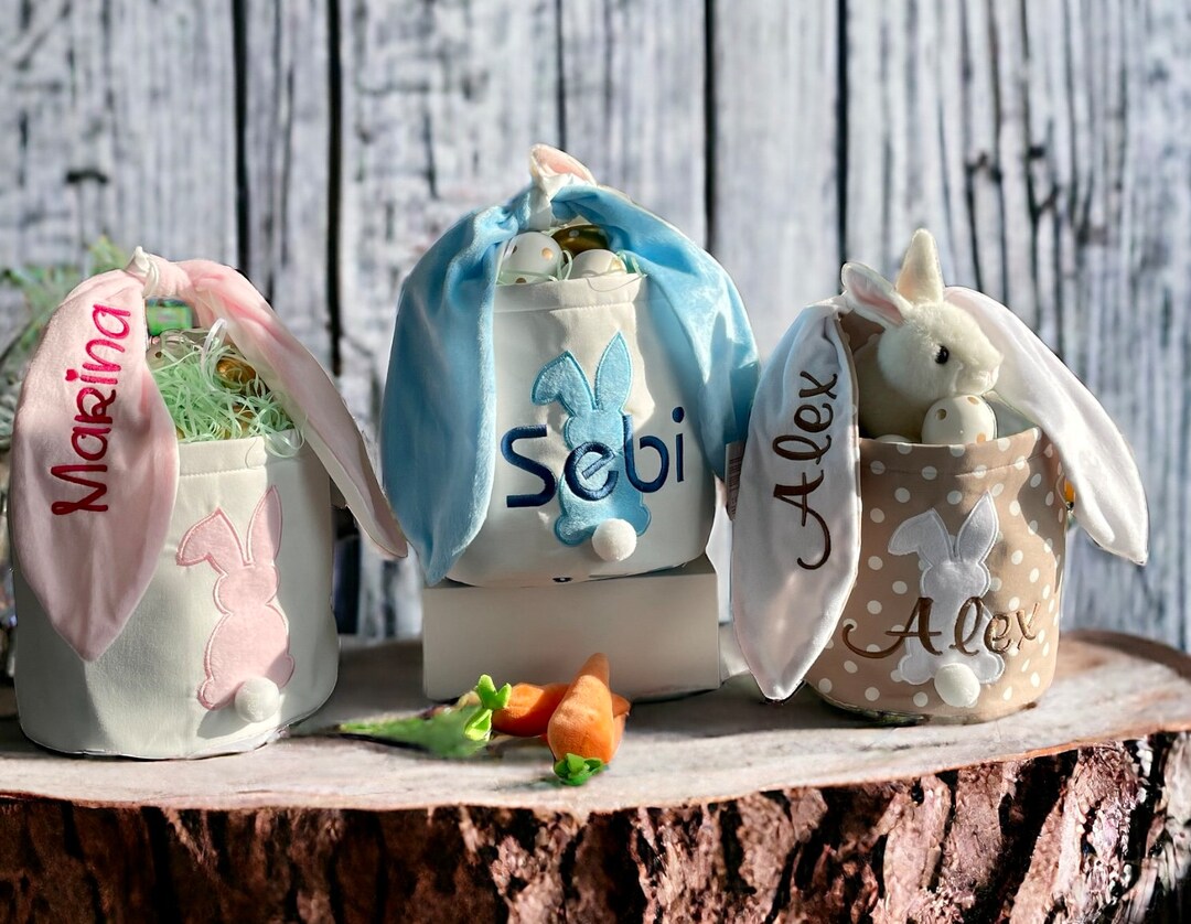 Custom Easter Basket With Name, Monogrammed Easter Basket, Seersucker ...