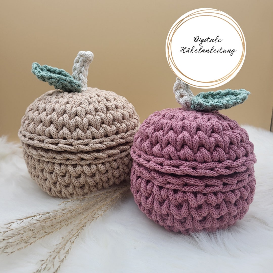 Crochet Pattern Apple Crochet Apple Basket Storage Basket Rope Yarn PDF ...