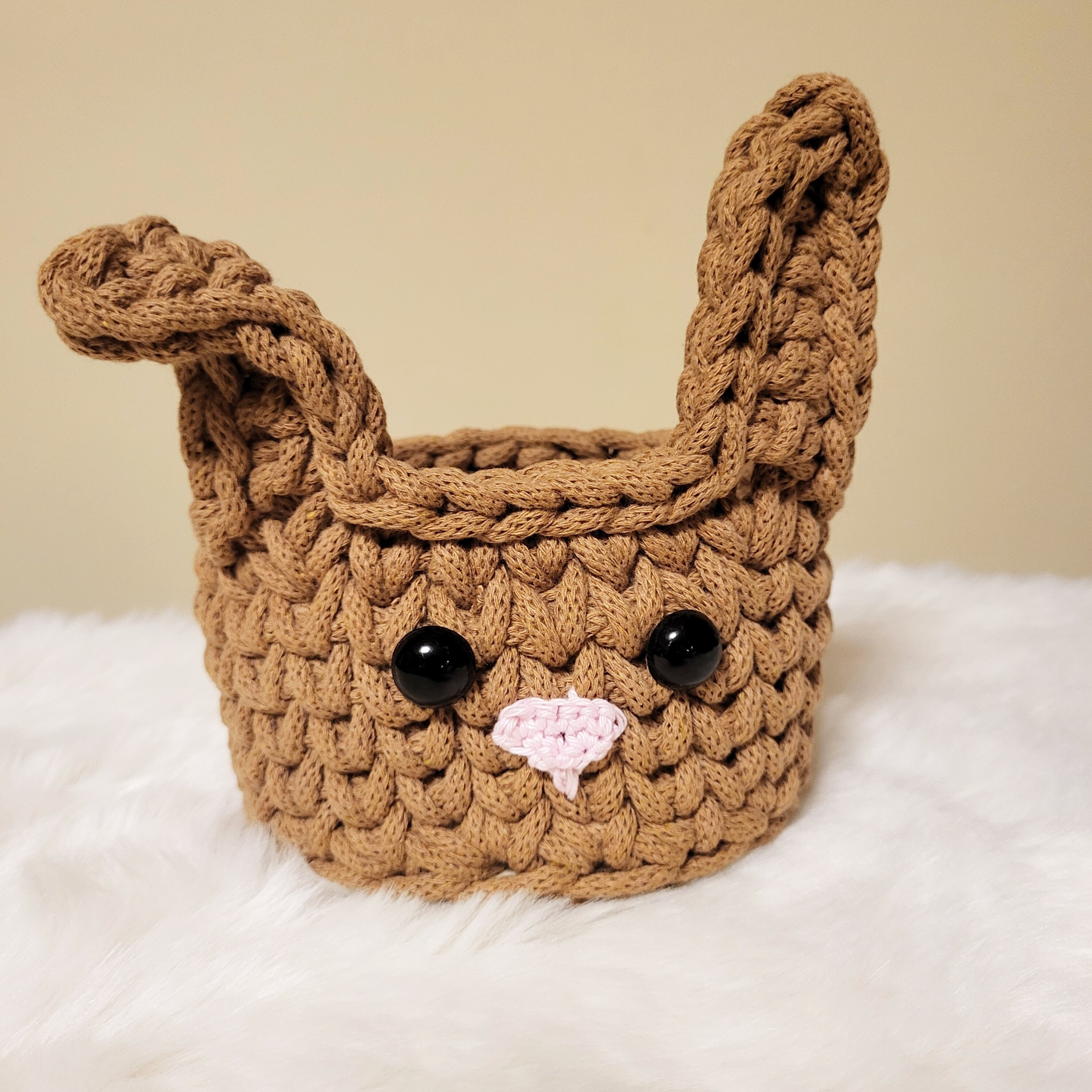 Crochet Pattern Rabbit Basket Crochet Bunny Storage Basket Rope Yarn ...