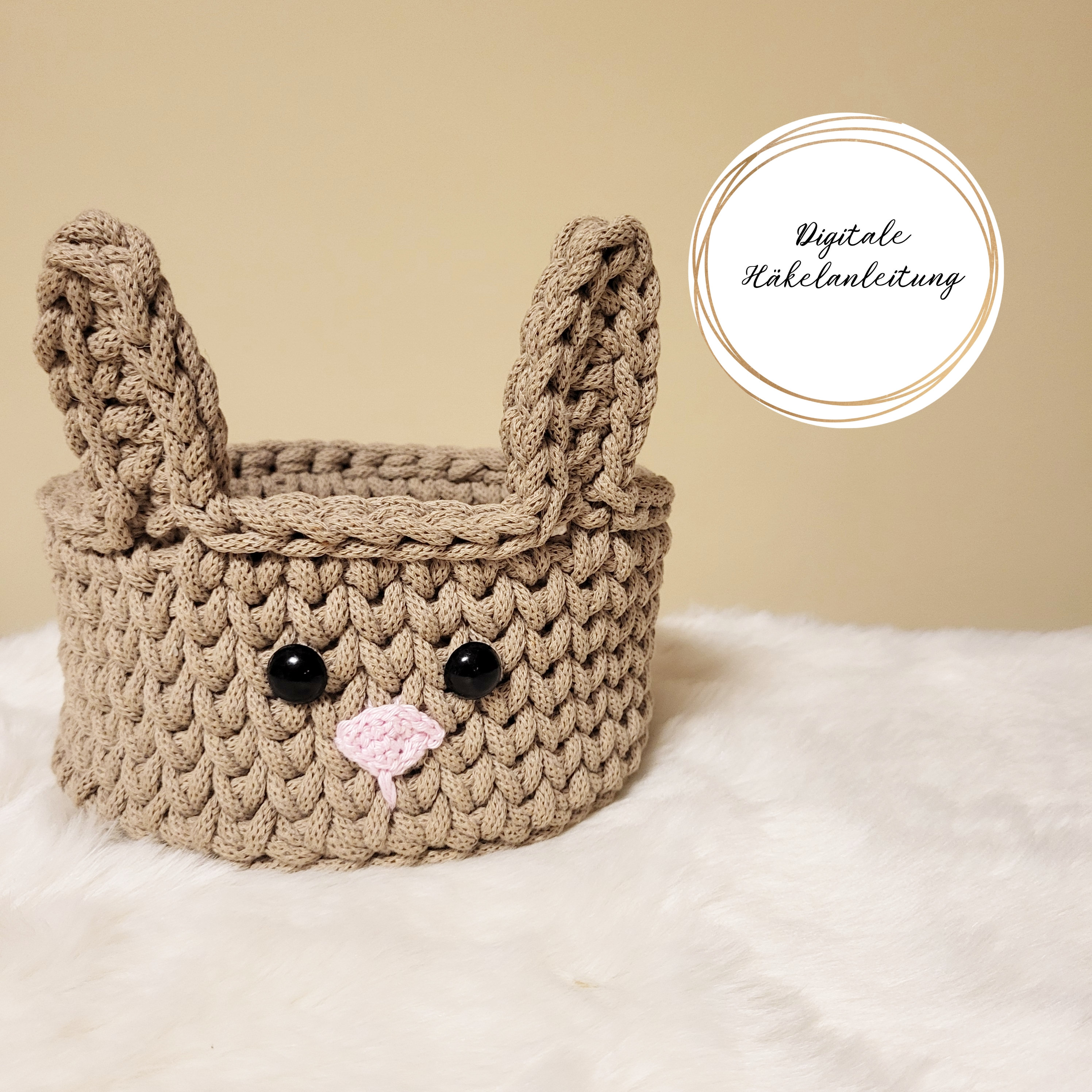 Crochet Pattern Rabbit Basket Crochet Bunny Storage Basket Rope Yarn ...
