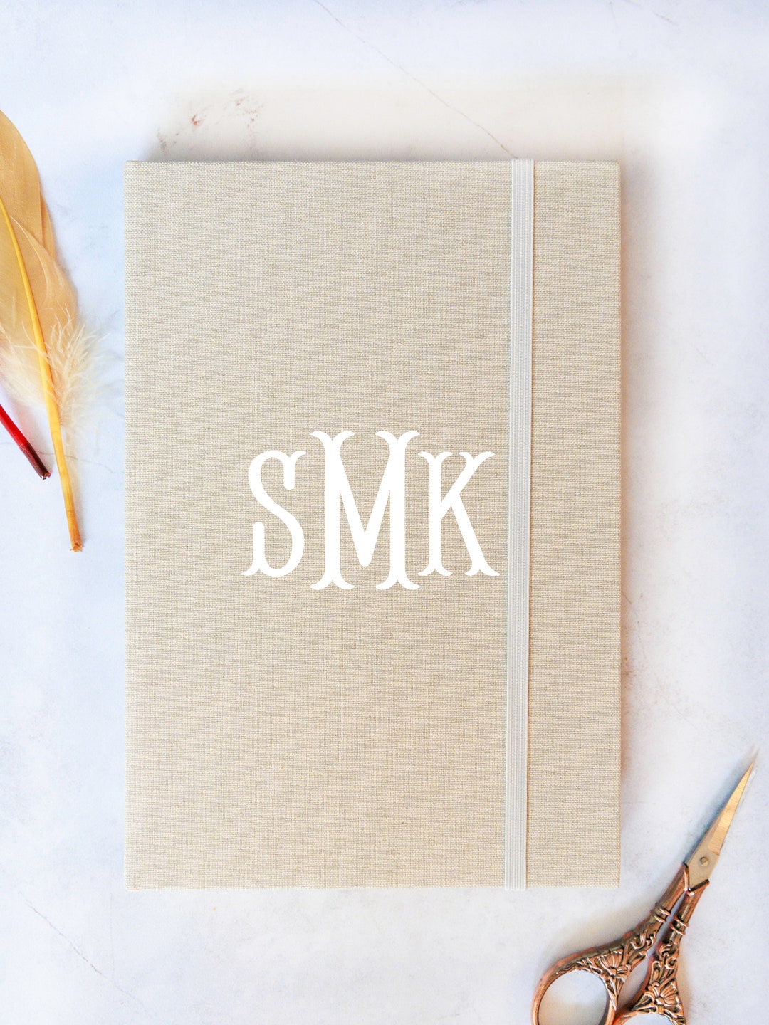 Aesthetic Linen Hardcover Journal, Monogram, Journal Gift, Gift ...