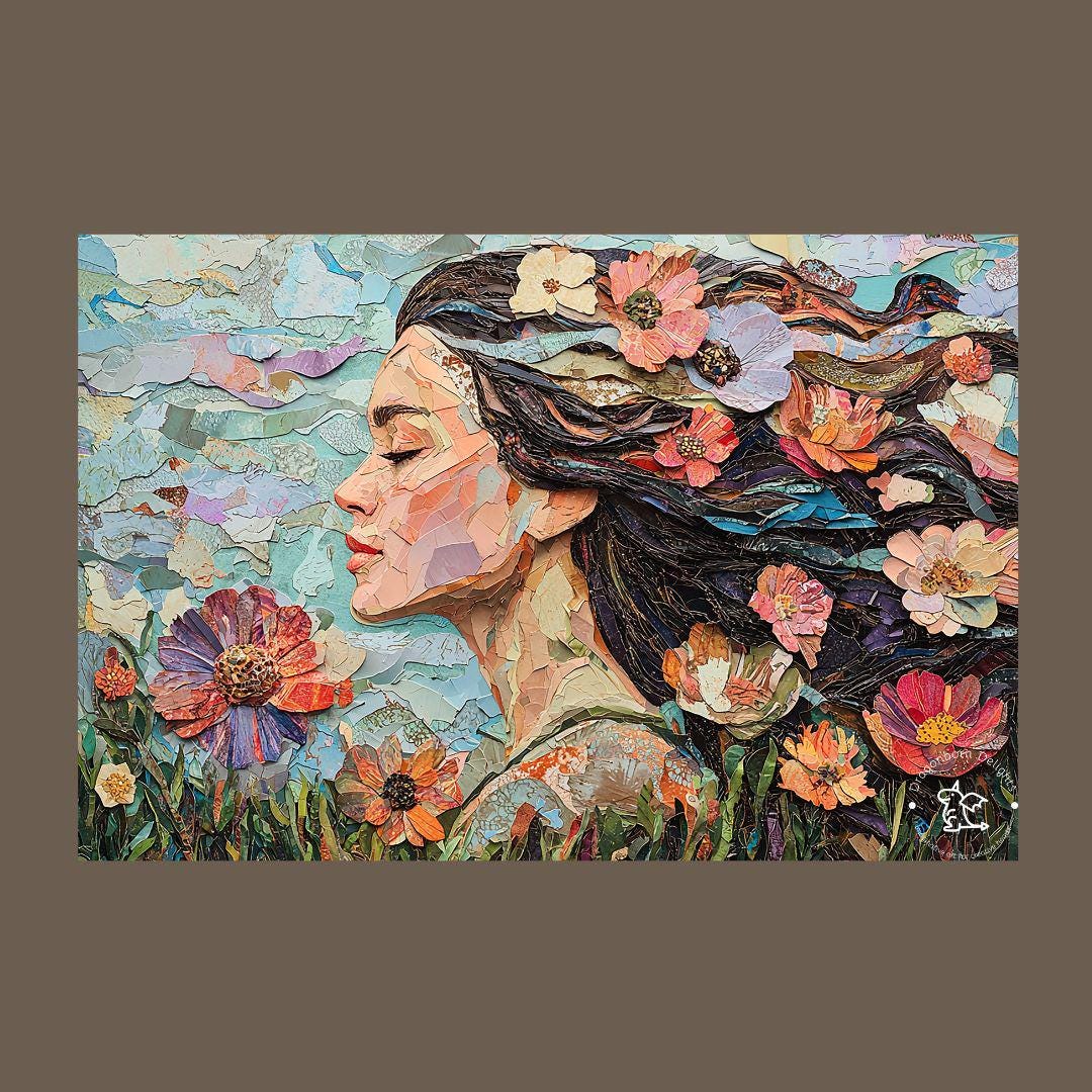 Torn Paper Collage Art Set - Floral Beauty Series (4 Images) - Etsy