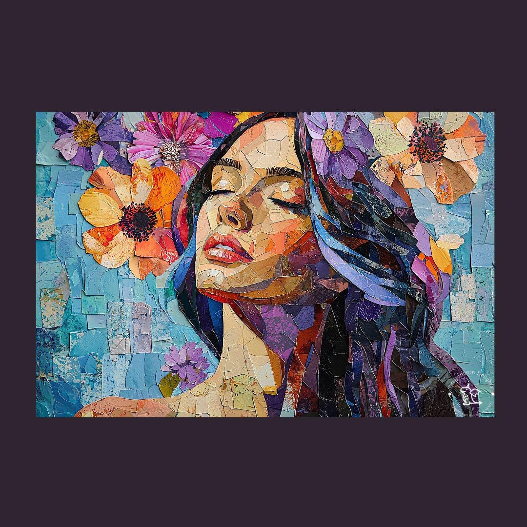 Torn Paper Collage Art Set - Floral Beauty Series (4 Images) - Etsy