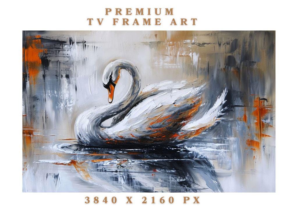 TV Frame Art 4k | Painting Imitating Art for Tv | Oil Painting Swan ...