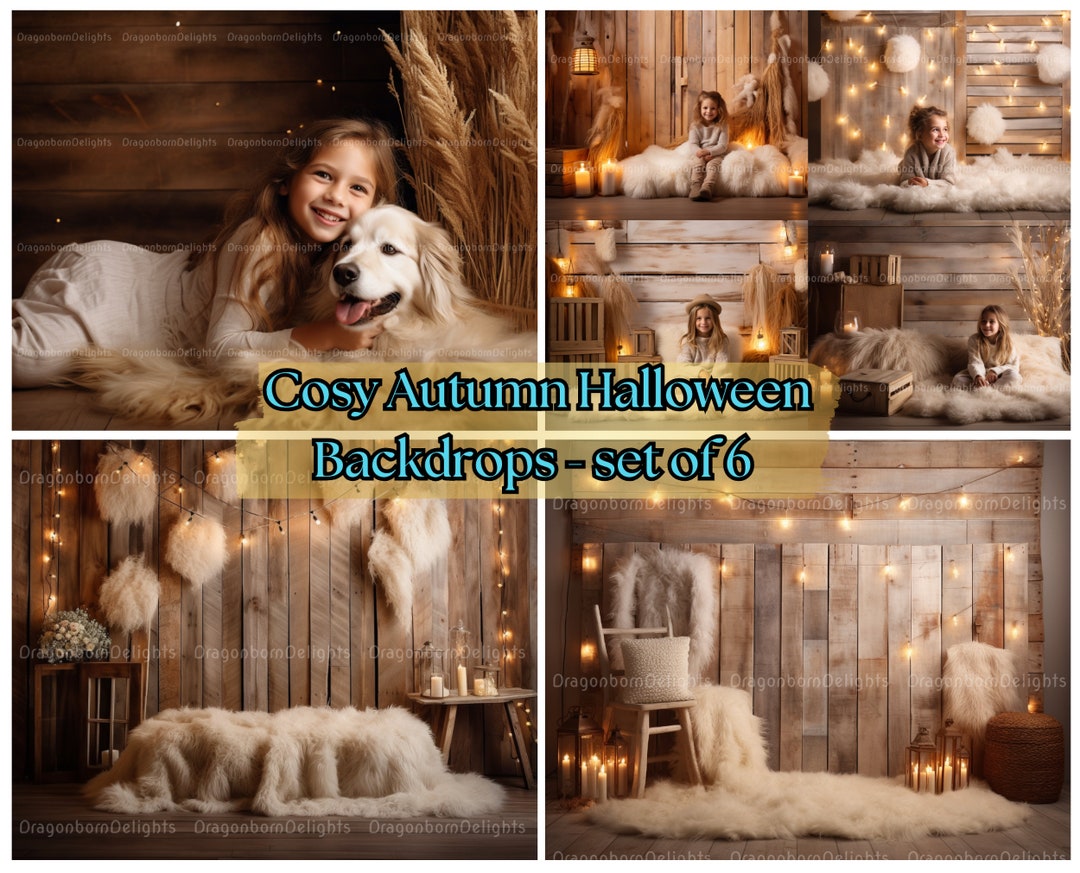 Cosy Autumn Halloween Backdrops - Set of 6. Backgrounds Photoshop Kids ...