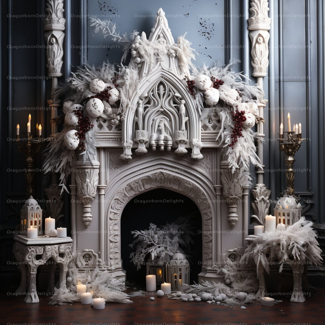 Set of 4 White Spectacular Fireplaces Backdrops! - Etsy