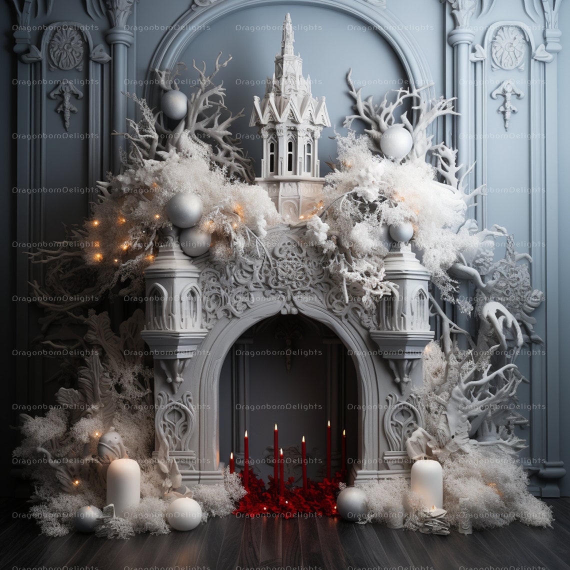 Set of 4 White Spectacular Fireplaces Backdrops! - Etsy