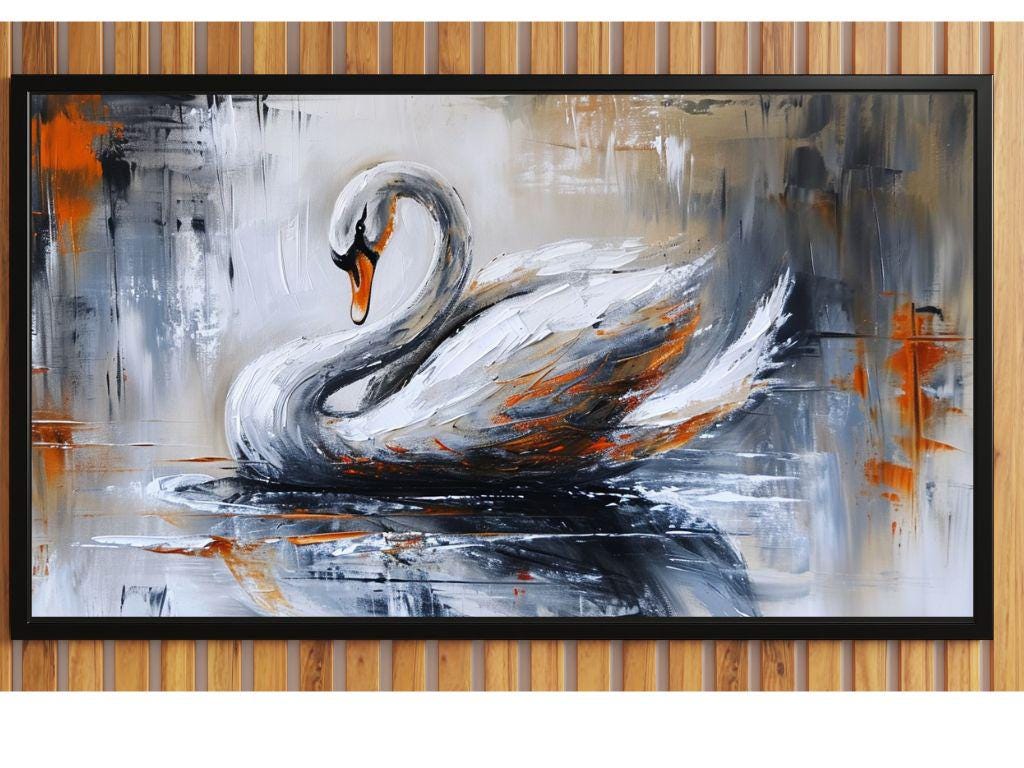 TV Frame Art 4k | Painting Imitating Art for Tv | Oil Painting Swan ...