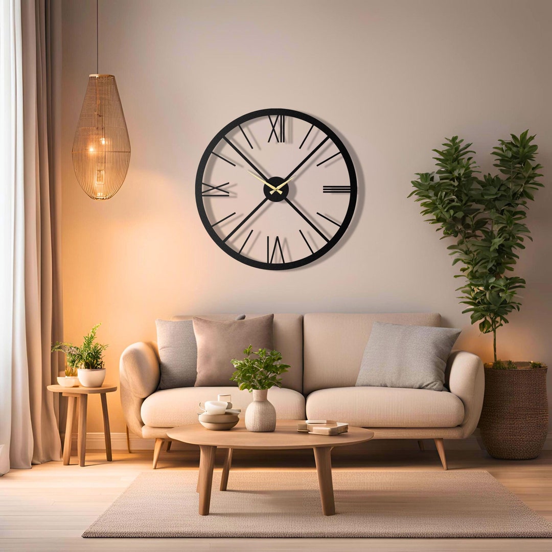 Extra Large Metal Wall Clock: Modern Roman Numeral Decor - Etsy