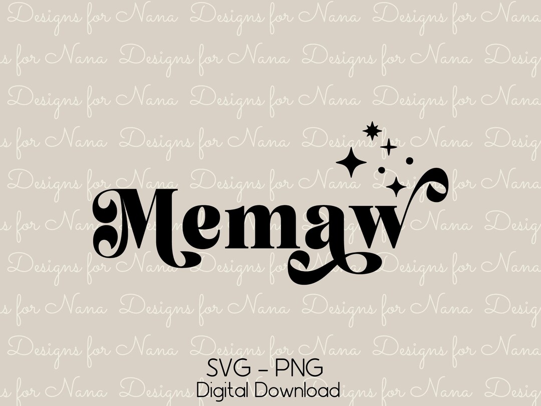 Memaw SVG PNG Digital Download Commercial Use Clipart, Modern Retro ...