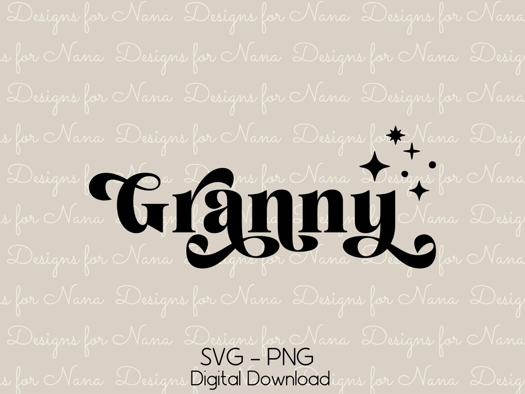 Granny SVG PNG Digital Download Commercial Use Clipart, Modern Retro ...