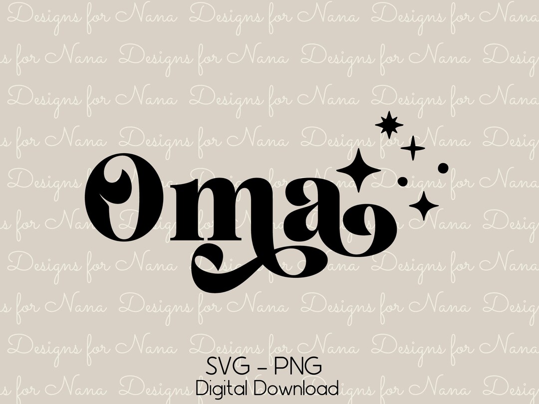 Oma SVG PNG Digital Download Commercial Use Clipart, Modern Retro Swirl ...