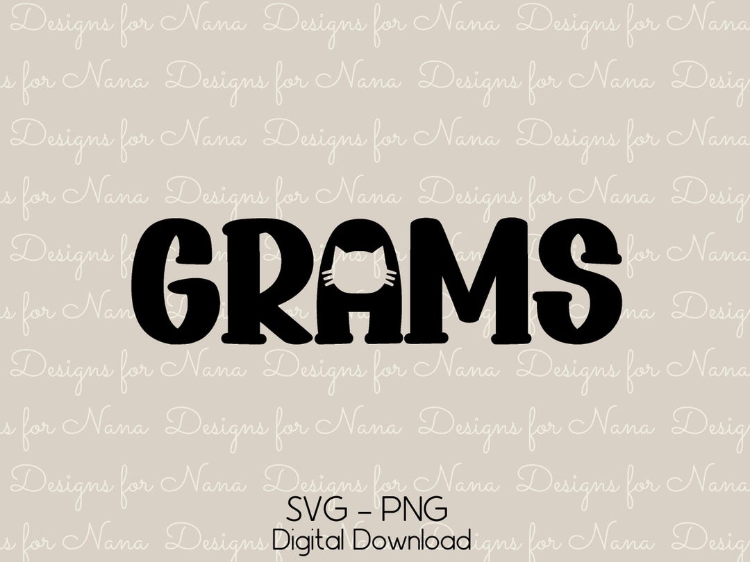 Grams SVG PNG Instant Digital Download Commercial Use Clipart, Cute Cat ...