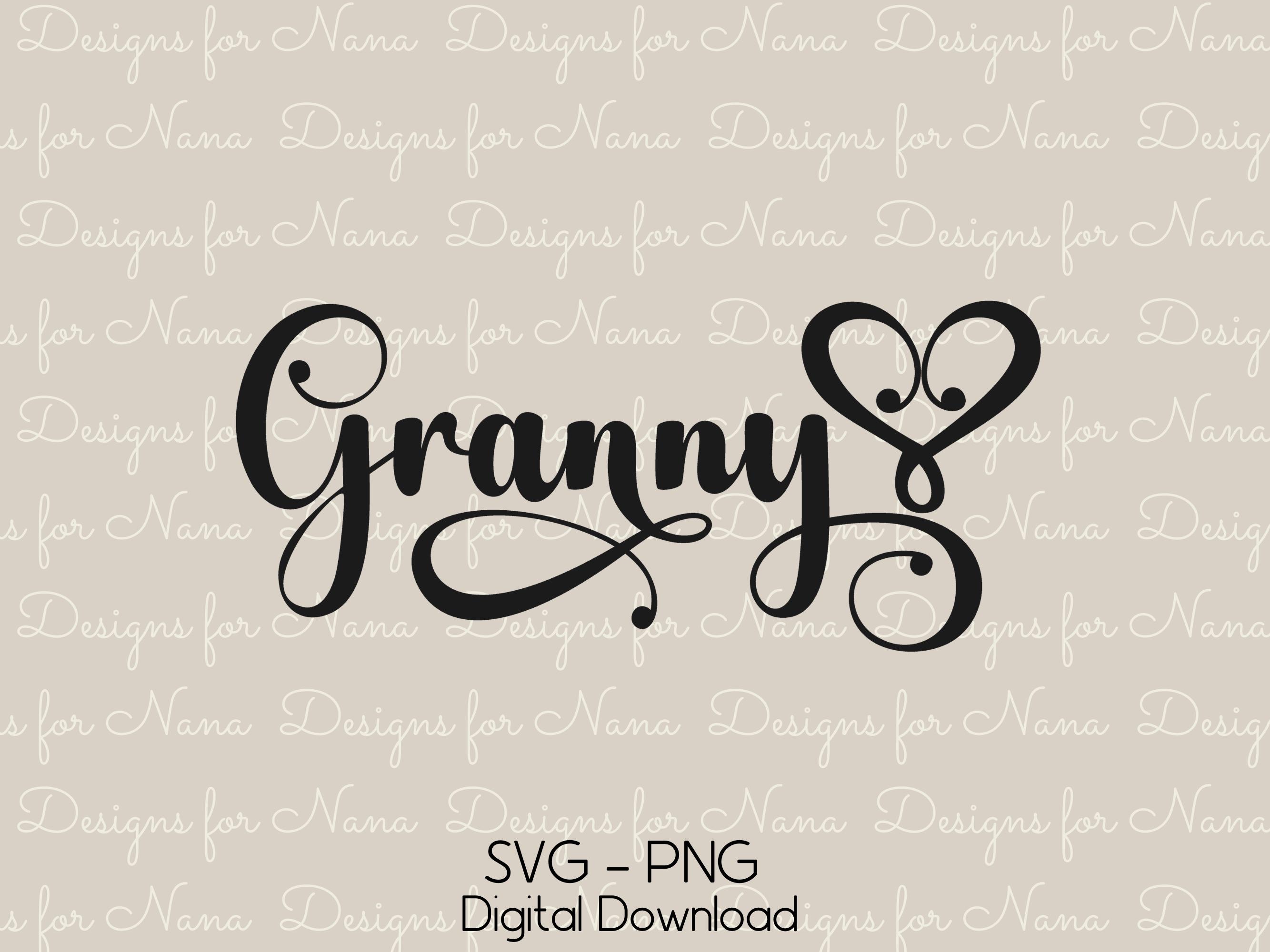 Granny SVG PNG Digital Download Commercial Use Clipart, Swirl Heart ...
