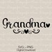 Grandma SVG PNG Instant Digital Download Commercial Use Clipart, Cute ...