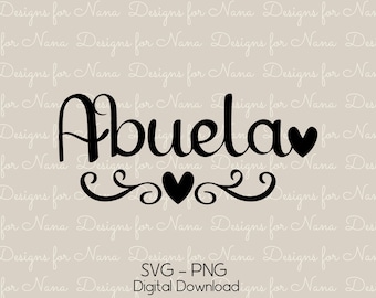 Abuela SVG PNG Instant Digital Download Commercial Use Clipart, Cute ...