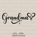 Grandma SVG PNG Digital Download Commercial Use Clipart, Swirl Heart ...