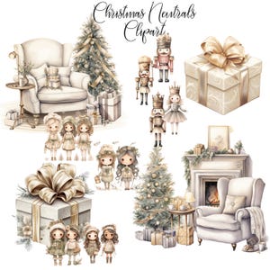 Cozy Winter Neutrals Clipart PNG, Watercolor Neutral Christmas Graphics ...