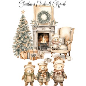Cozy Winter Neutrals Clipart PNG, Watercolor Neutral Christmas Graphics ...