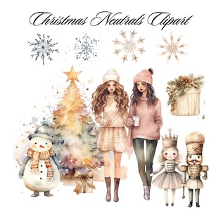 Cozy Winter Neutrals Clipart PNG, Watercolor Neutral Christmas Graphics ...