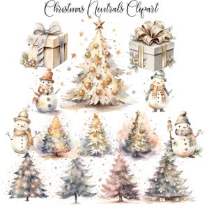 Cozy Winter Neutrals Clipart PNG, Watercolor Neutral Christmas Graphics ...