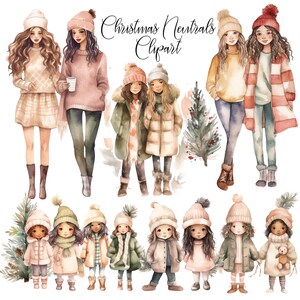 Cozy Winter Neutrals Clipart PNG, Watercolor Neutral Christmas Graphics ...