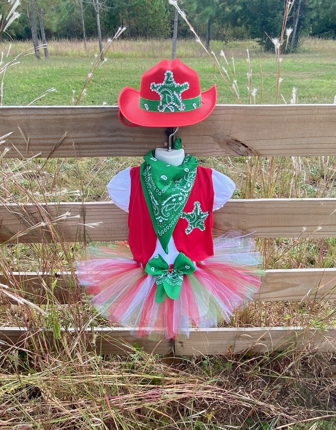 Christmas Cowgirl Rodeo Tutu Set Western Holiday Country Pageant Girls ...