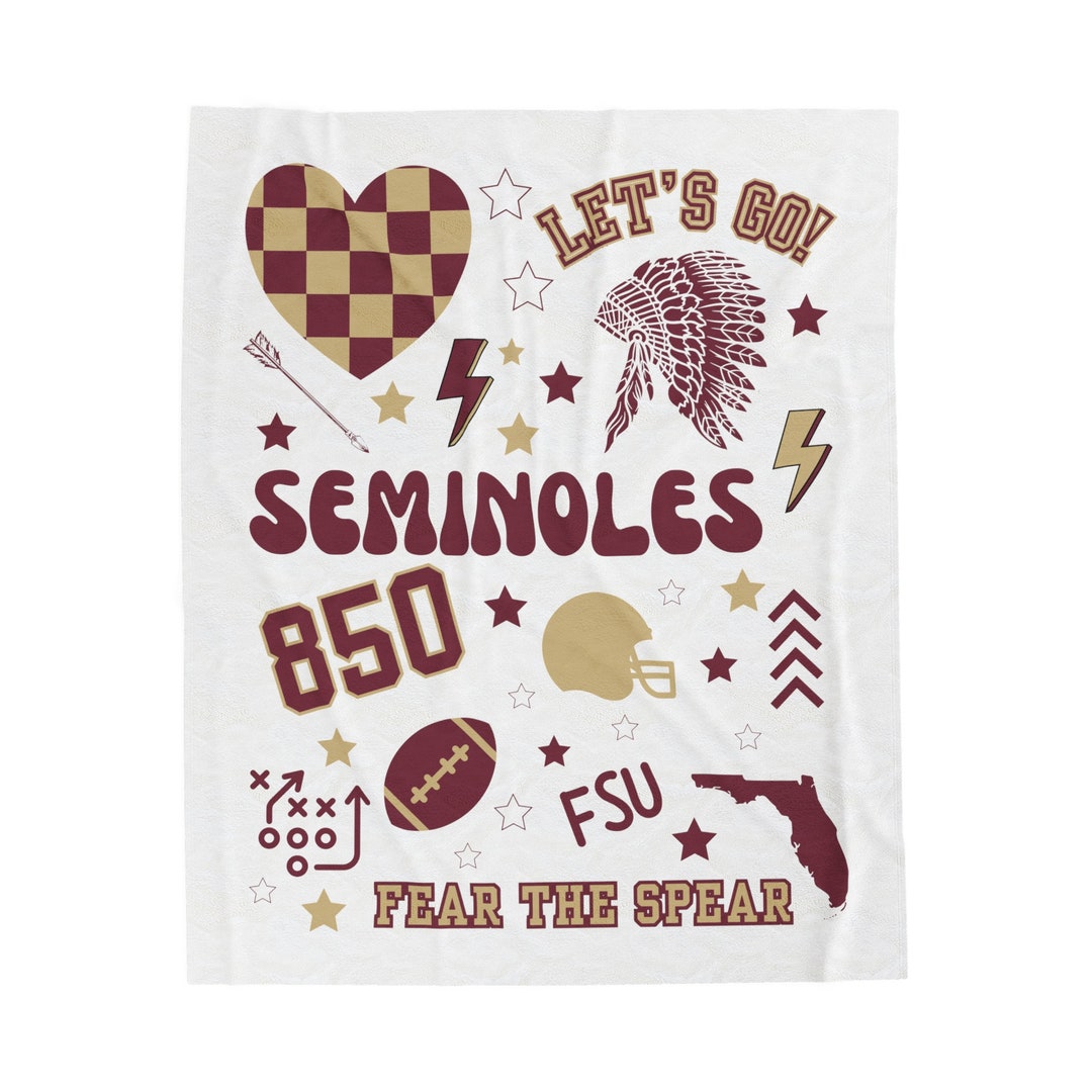 FSU Retro Inspired Velveteen Plush Blanket Customizable With Any Team ...