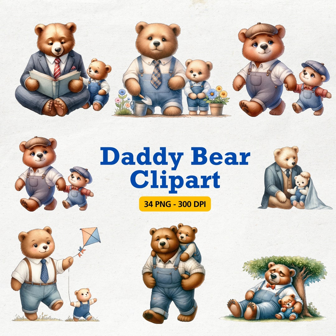 Daddy Bear Clipart, Father's Day, Best Dad Family, Happy Fathers Day ...