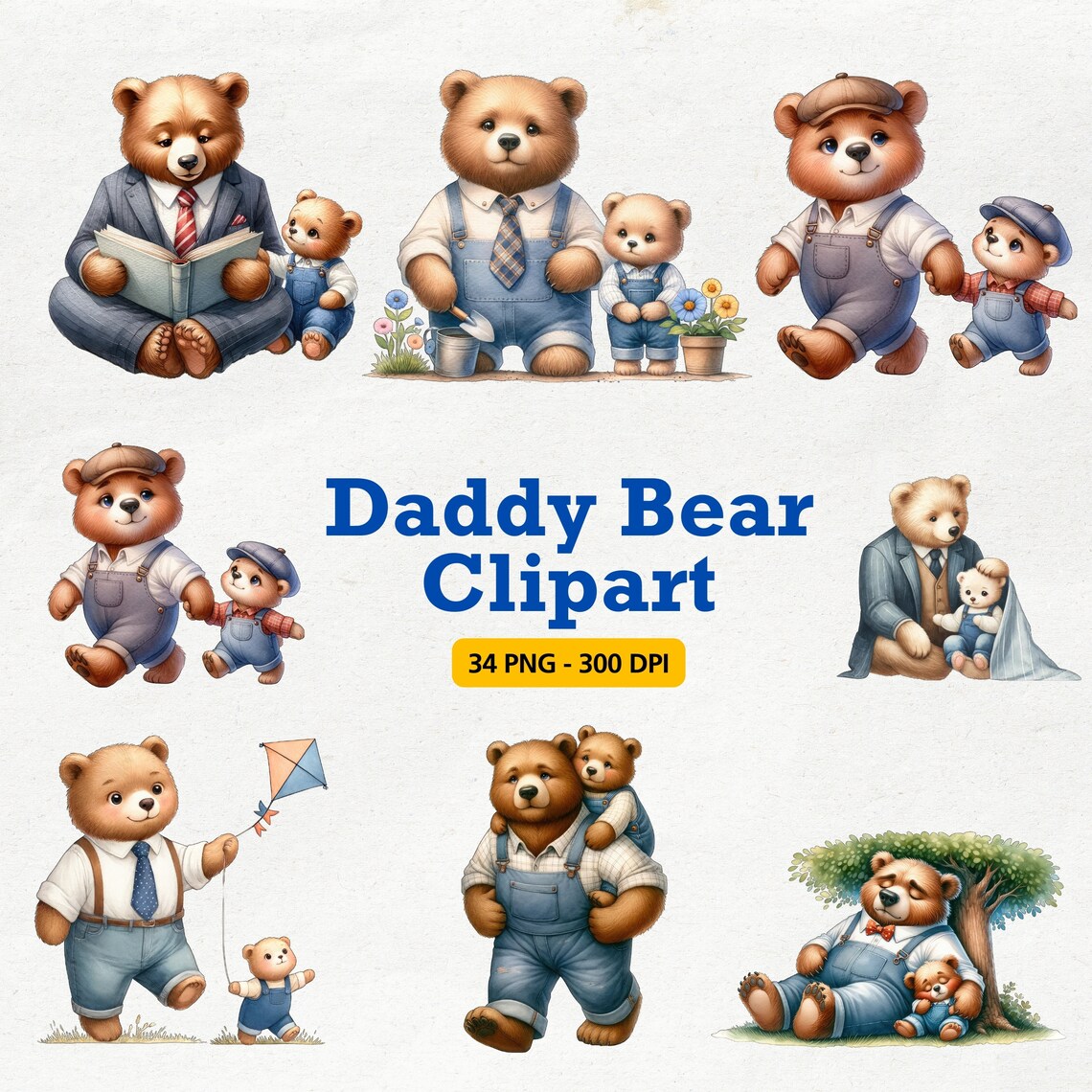 Daddy Bear Clipart, Father's Day, Best Dad Family, Happy Fathers Day ...