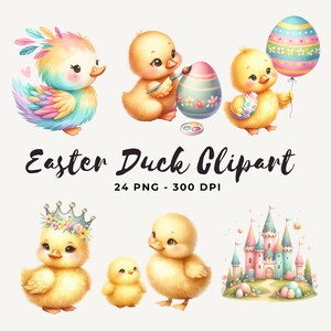 Easter Duck Clipart, Watercolor Cute Ducks Clipart, Spring Clipart ...