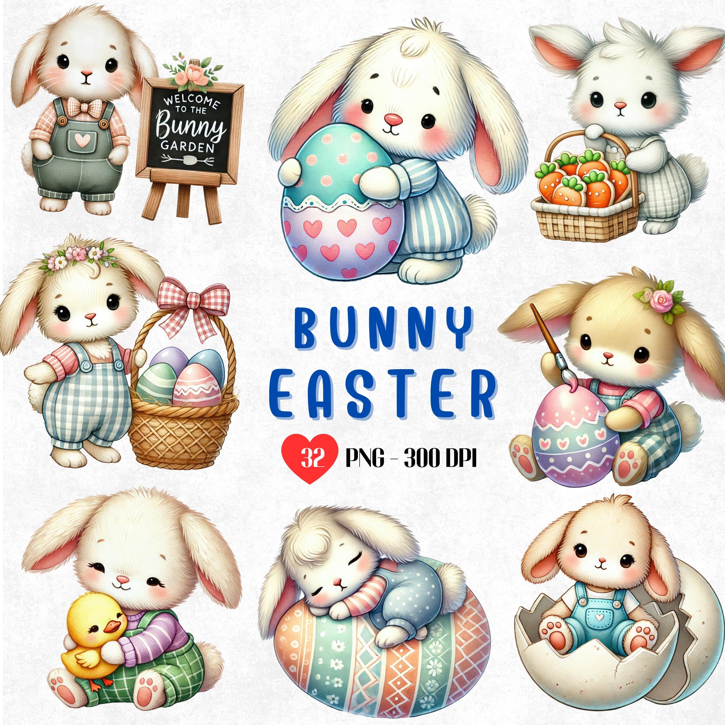 Bunnies Easter Clipart, Cute Bunny Clipart, Easter Clipart, Easter ...