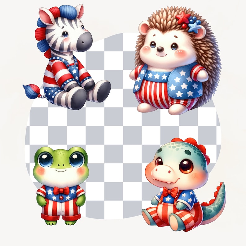 Patriotic Animals, 4th of July Animals Clipart Bundle, Memorial Day ...